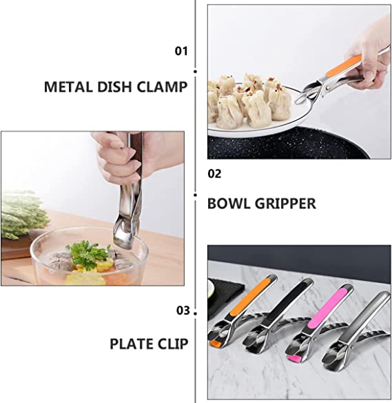 4 pcs Lifter Crockery Gripper Heavy Duty Pan Home Clamps Food Stainless ...