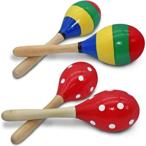 4 pcs Maracas, lyfLux 2 Styles Maracas Hand Percussion Instruments (Red ...