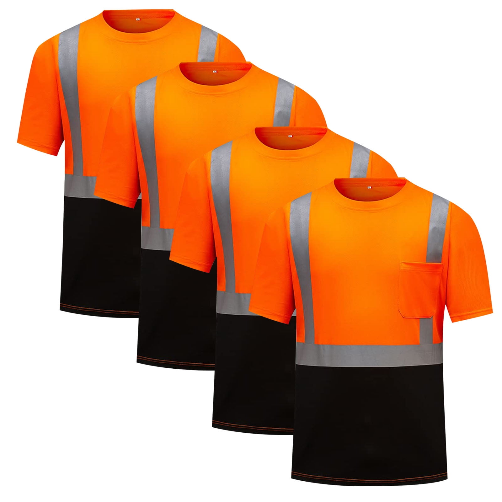 4 pcs Men and Women Short Sleeve Safety Shirts Reflective Breathable ...