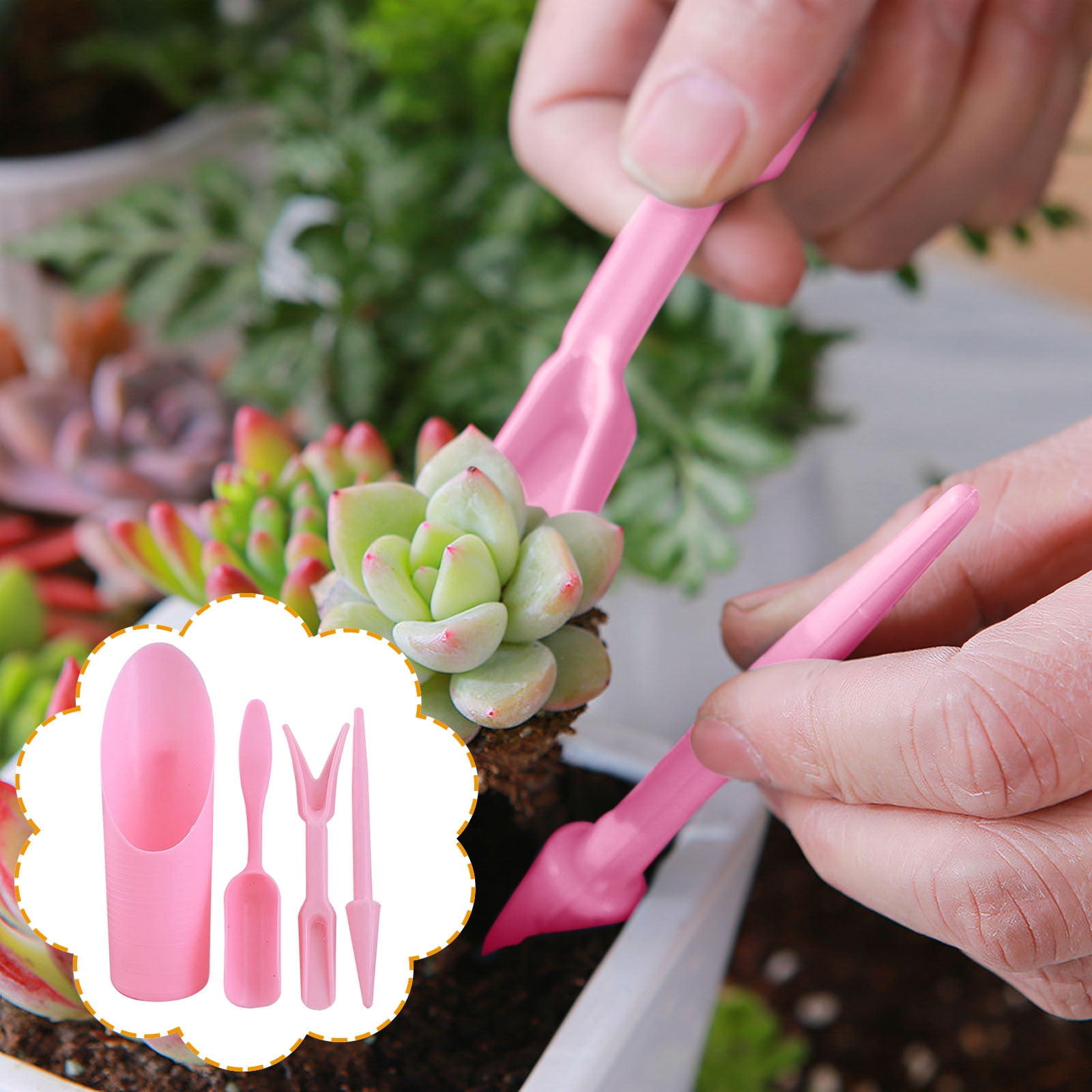 4-pcs Mini Garden Tool Set, Succulent Care Kit, Stainless Steel Shovel ...