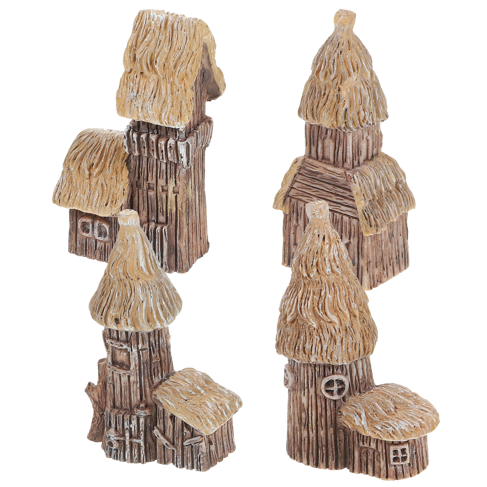 4 pcs Mini House Figurines Miniature Village Hut Decor Mini Resin ...