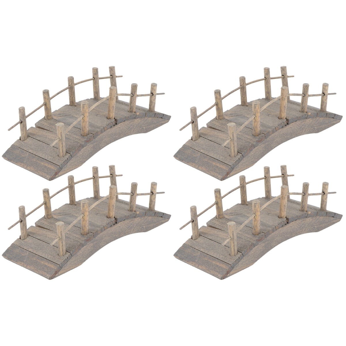 4 pcs Miniature Wooden Bridge Mini Arch Bridge Model Micro Garden Scene ...