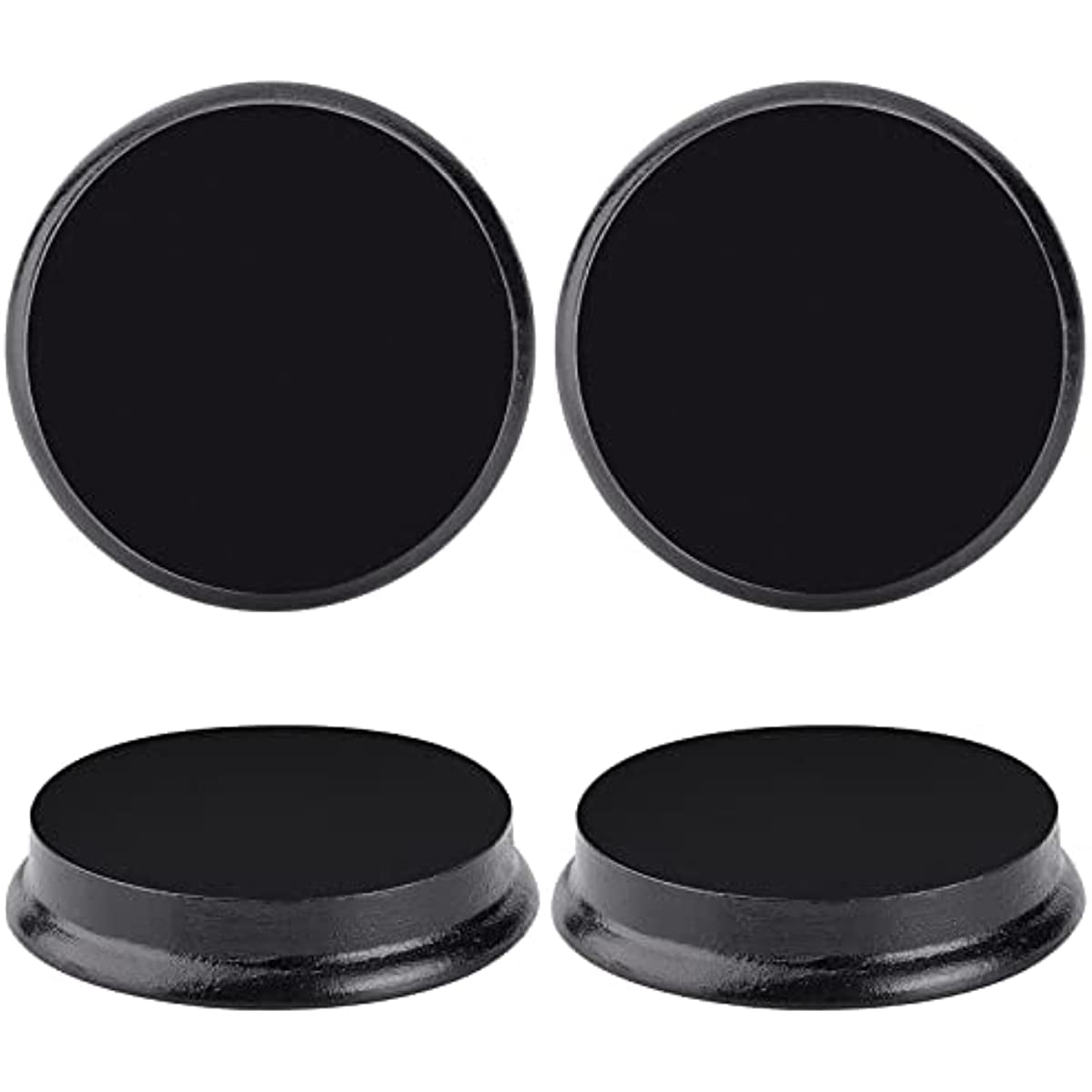 4 pcs Round Model Wood Bases 2.52x0.47inch Black Lacquer Surface Round ...