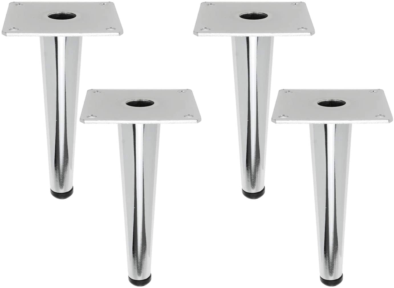 4 pcs Round Tall Sleek Tapered Furniture Legs Cabinet Metal Feet ...