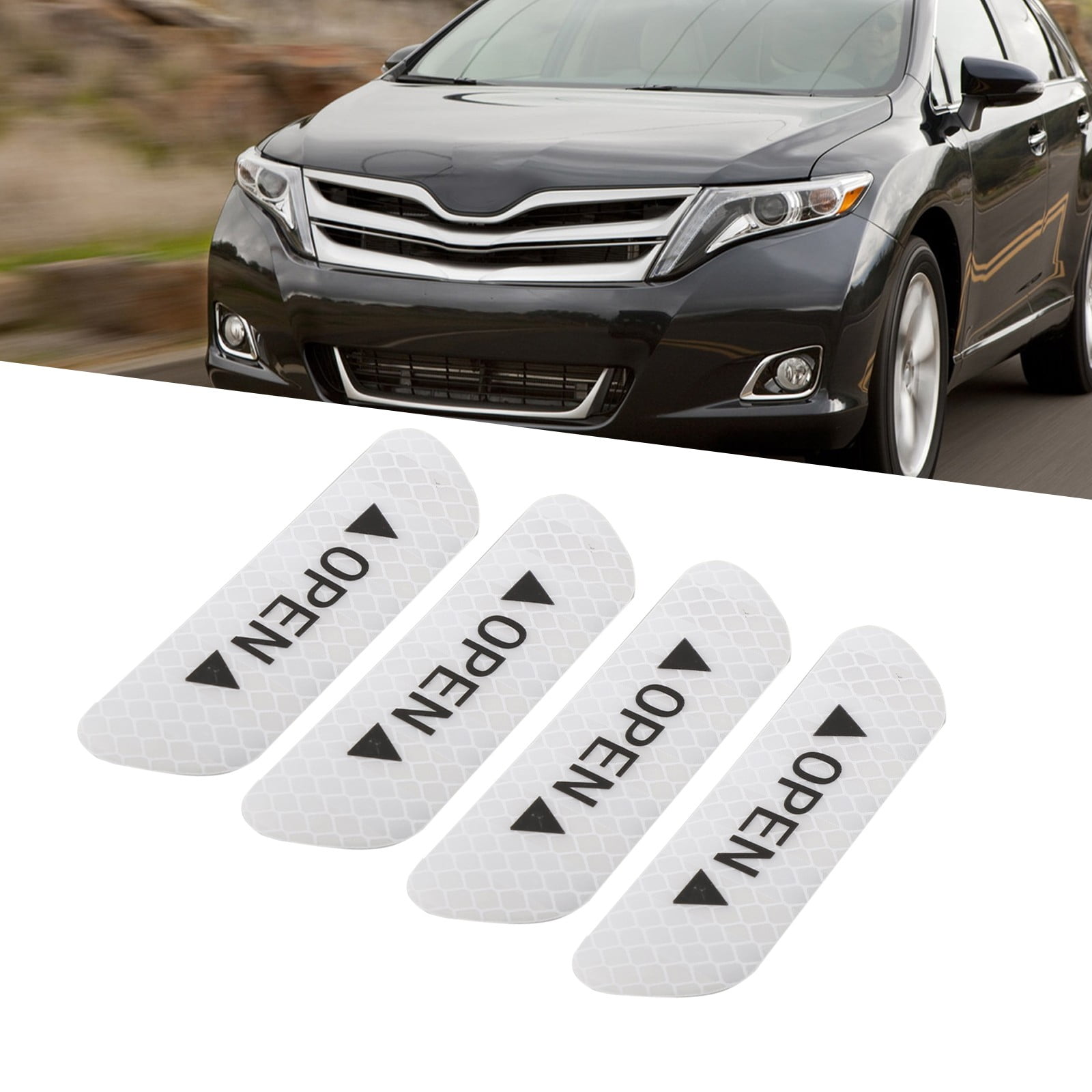 4 pcs Safety Reflective Tape Open Sign Warning Mark Car Door Sticker ...