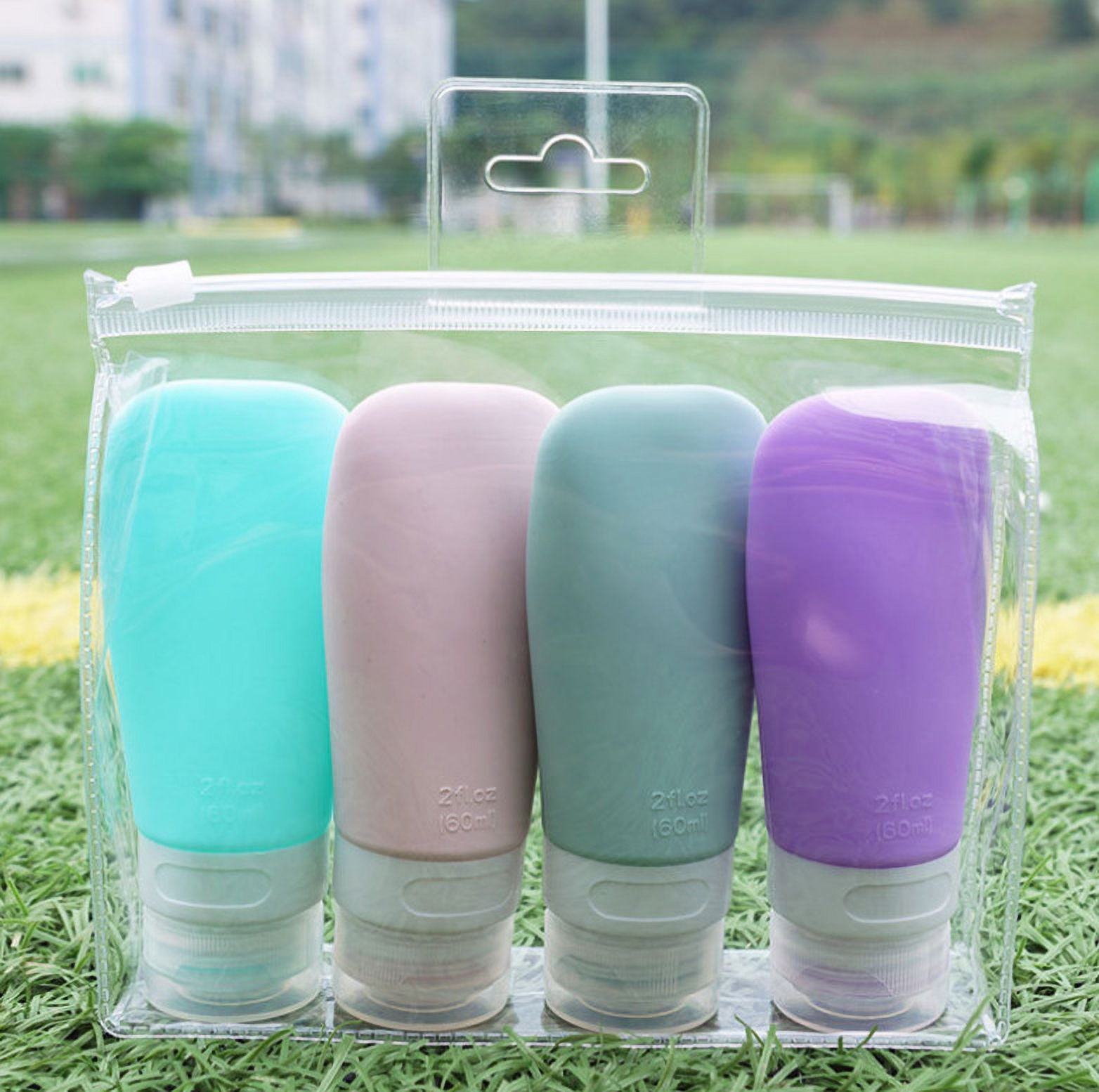 4 pcs Silicone Shampoo Bottles Empty Lotion Bottles Travel Squeeze ...