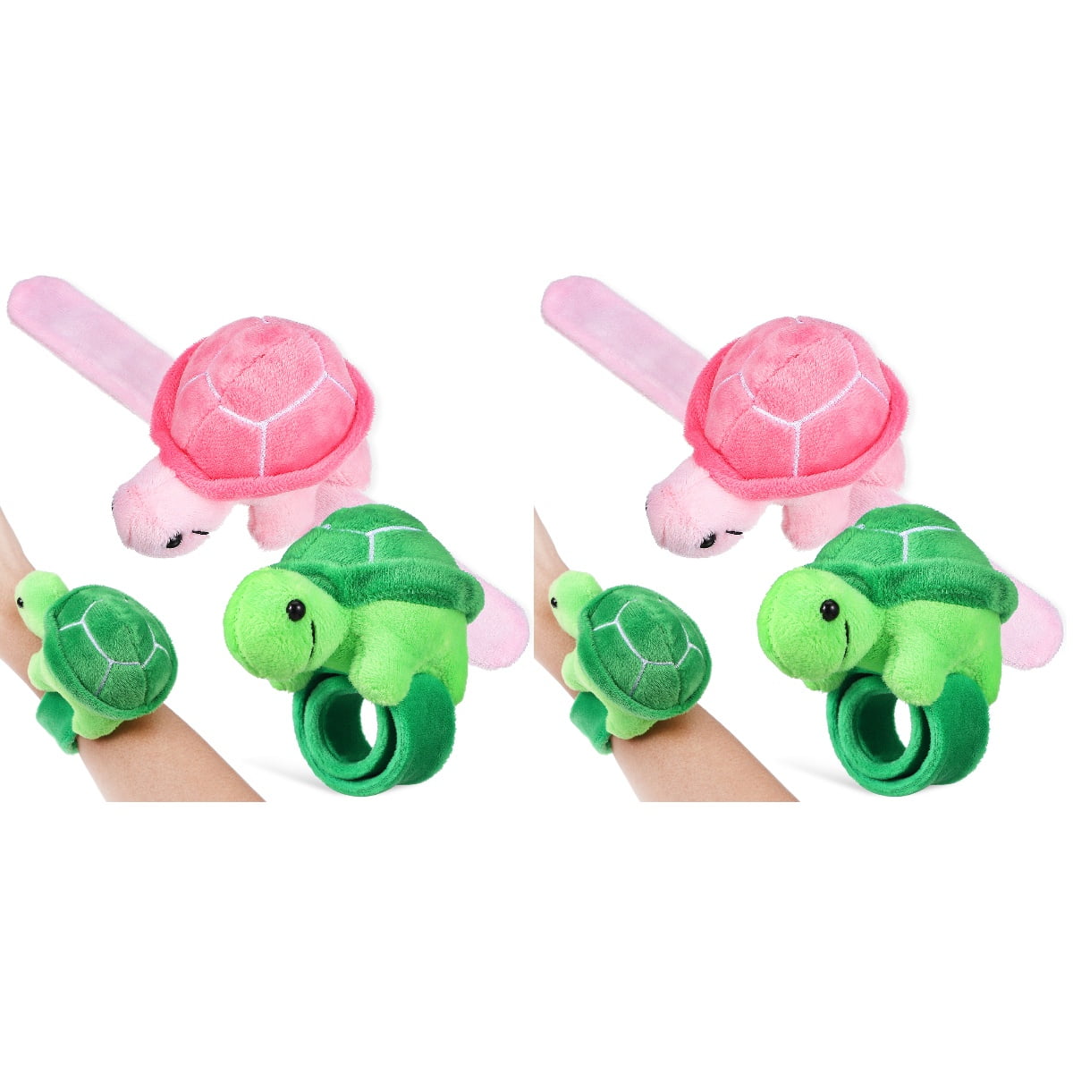 4 pcs Slap Bracelets Plush Animal Wristbands Adorable Turtle Snap ...