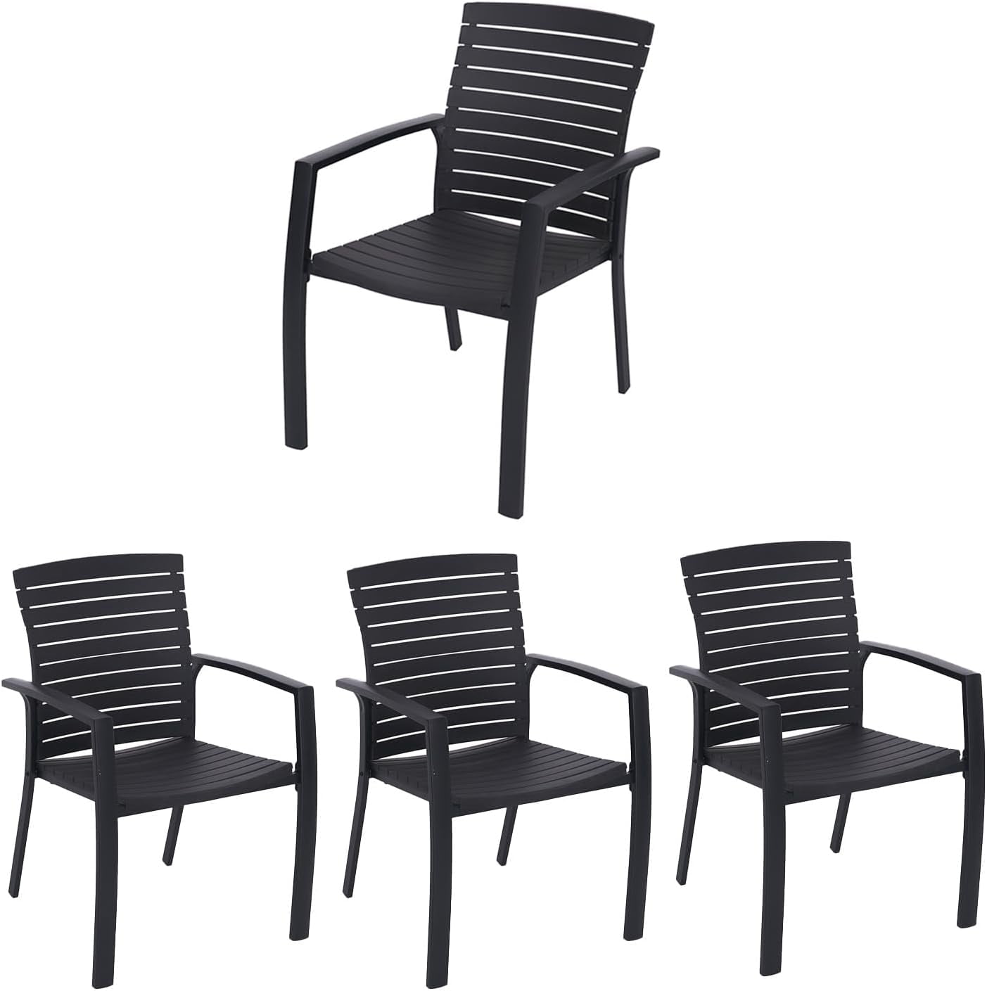 4 pcs Stackable Patio Dining Chairs with Aluminum Frame and Molded ...