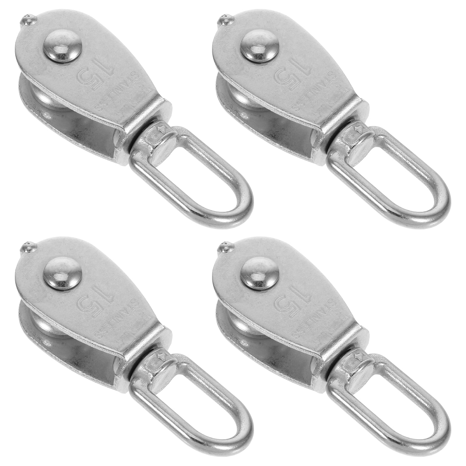 4 pcs Stainless Steel Single Pulley Block Heavy Duty Wire Rope Pulley ...