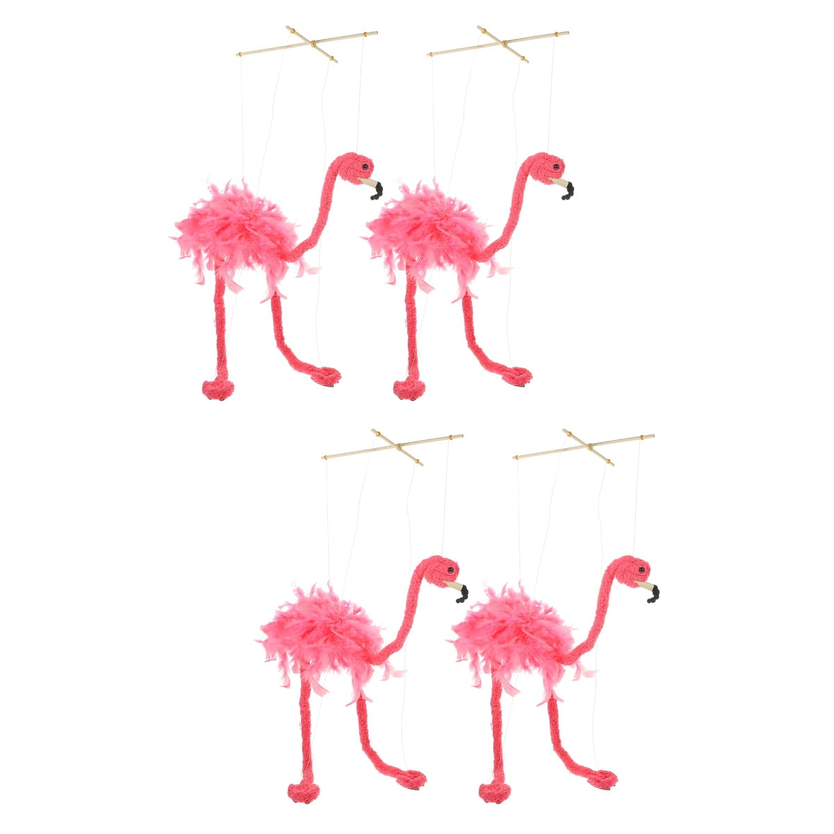 4 pcs String Animal Puppet Marionette Flamingo Puppet Fluffy Animal ...