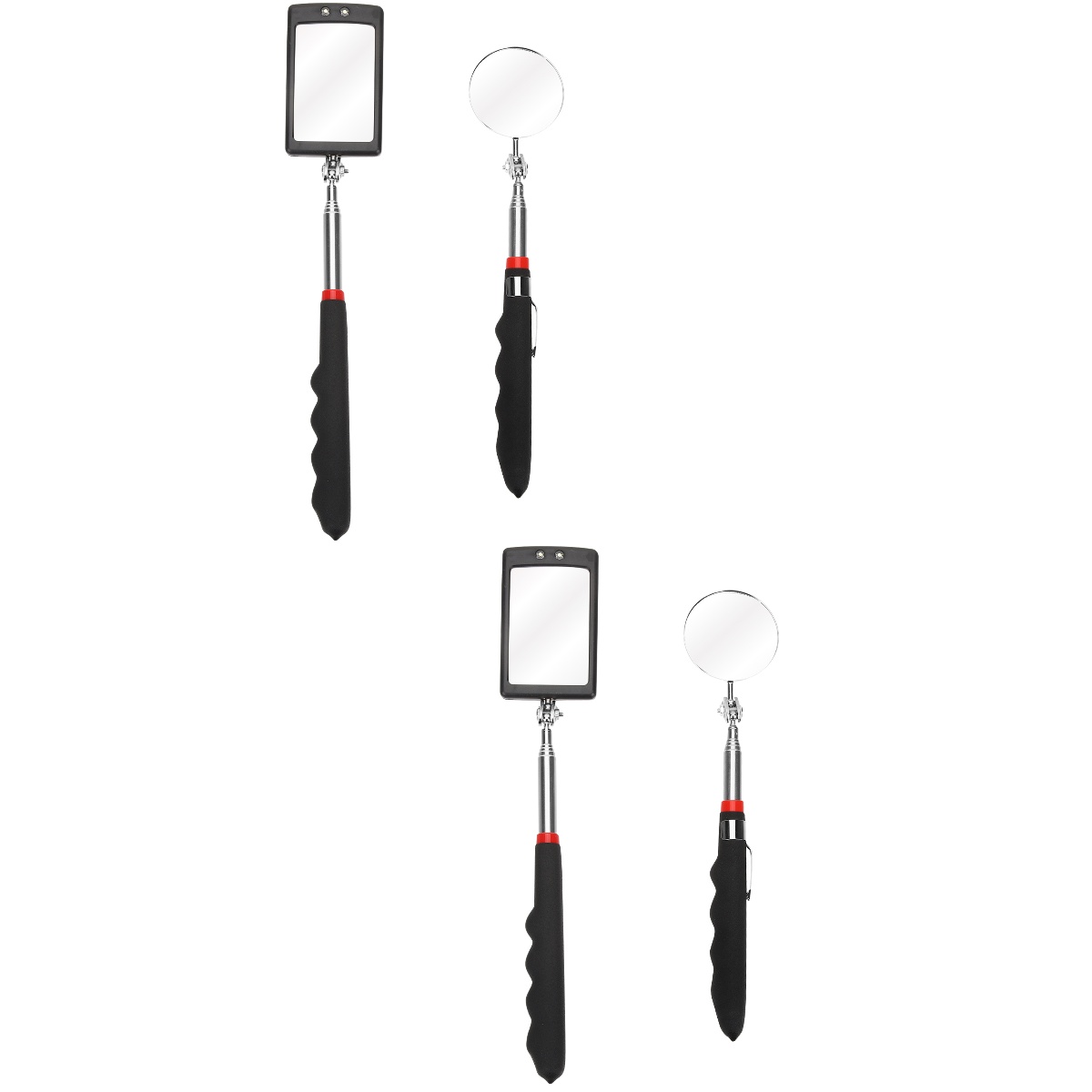 4 pcs Telescoping Mirror Inspection Tool Mirror On A Stick Led ...