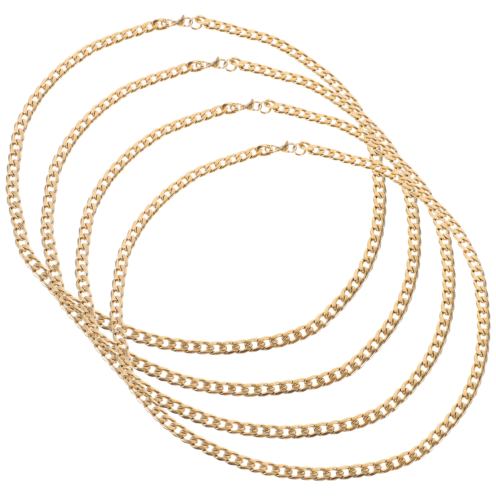 4 pcs Titanium Steel Necklace Men Necklace Chain Metal Golden Chain ...