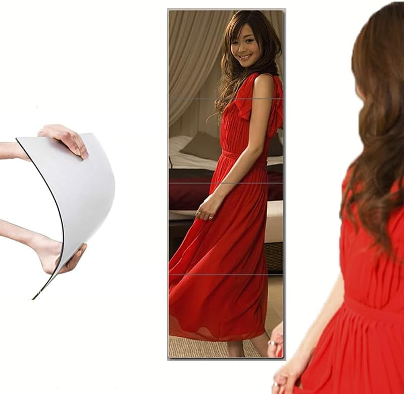 4 pcs Unbreakable Full Length Wall Mirror Tiles, Full Length Mirror ...