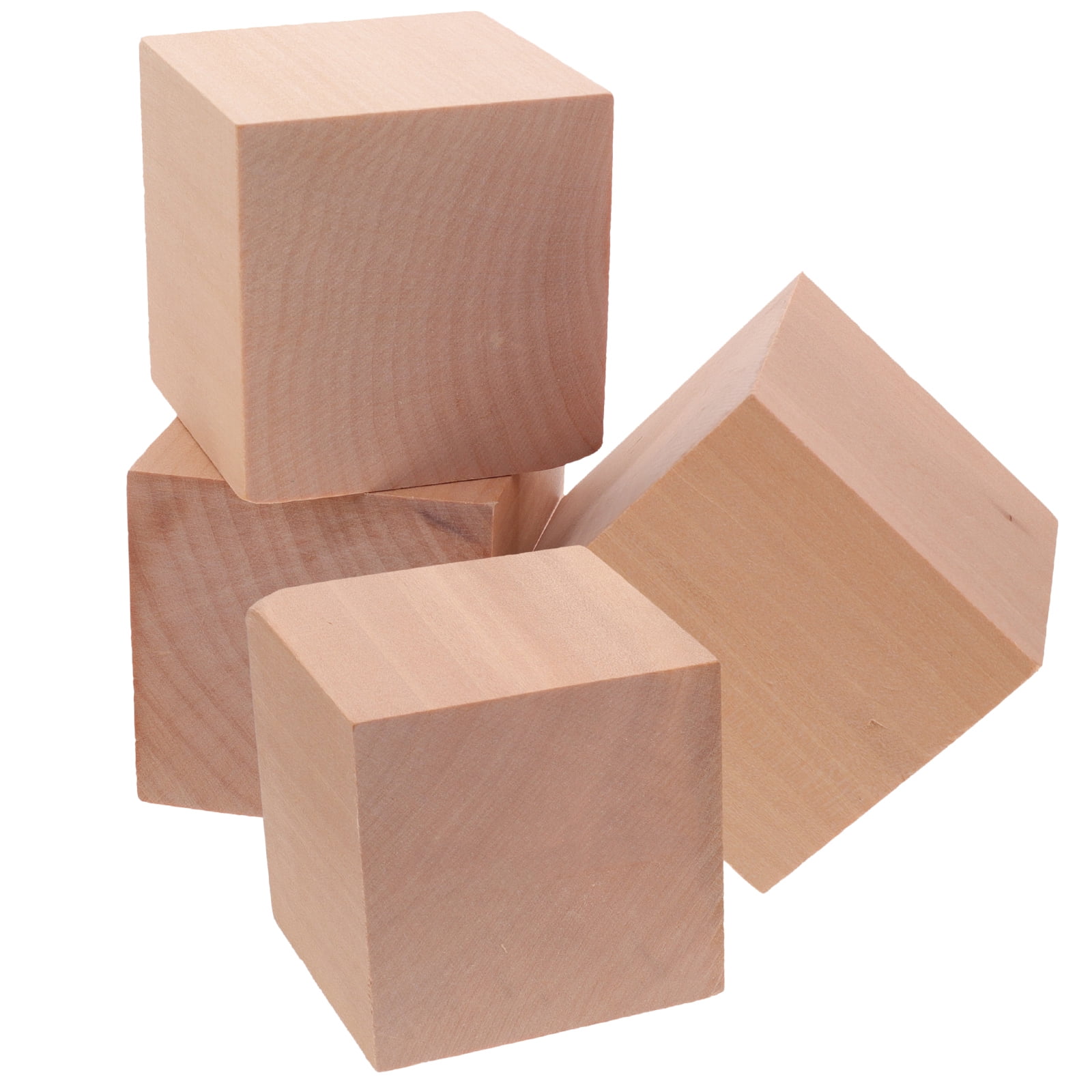 4 pcs Unfinished Wood Blocks Blank Wooden Cubes Wooden Square Blocks ...