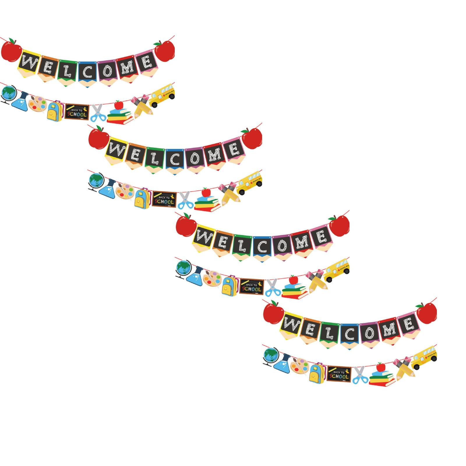 4 pcs Welcome Banner First Day of School Classroom Banner Back to ...