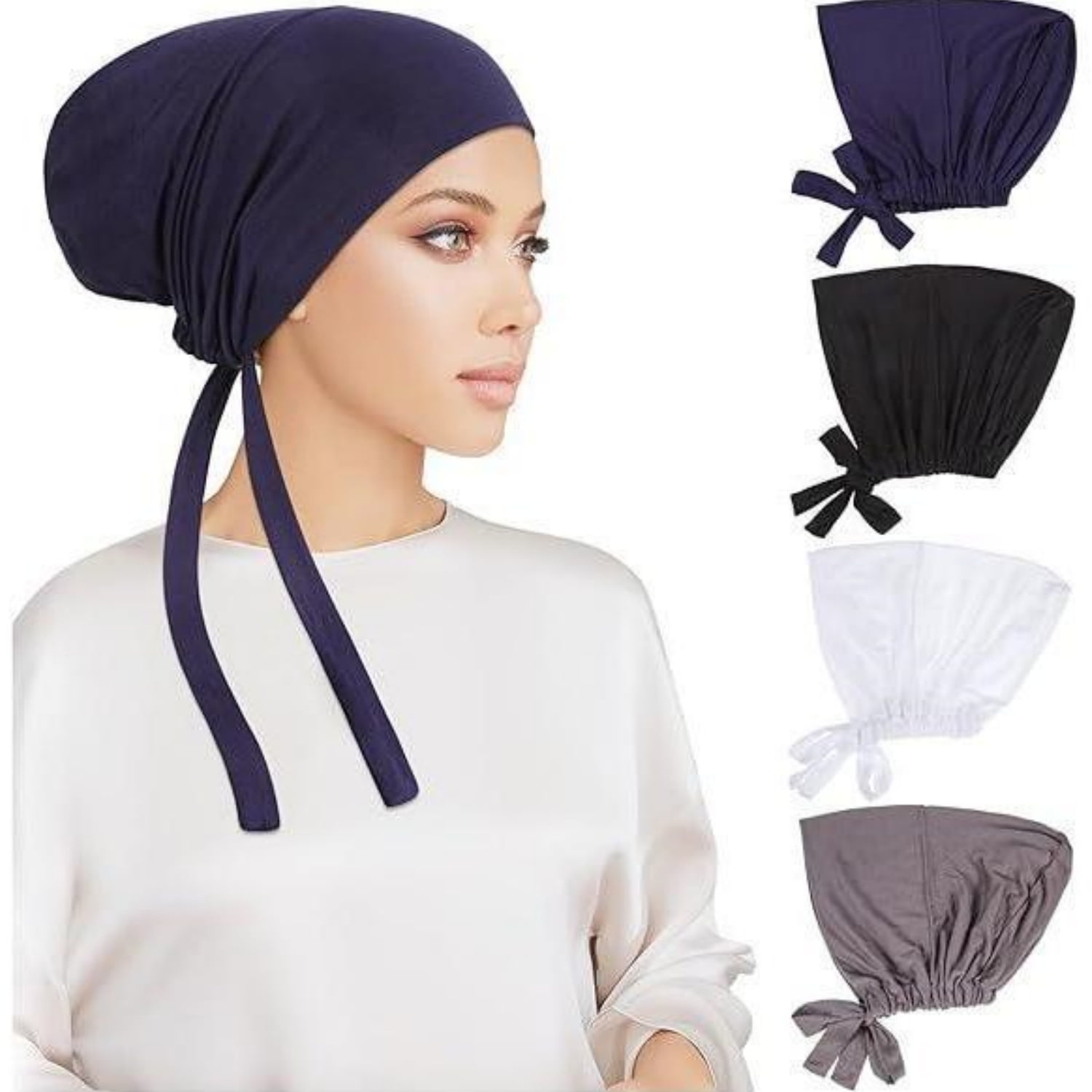 4 pcs Women Hijab Undercap, Islamic Muslim Under Hijab Cap Inner Under ...