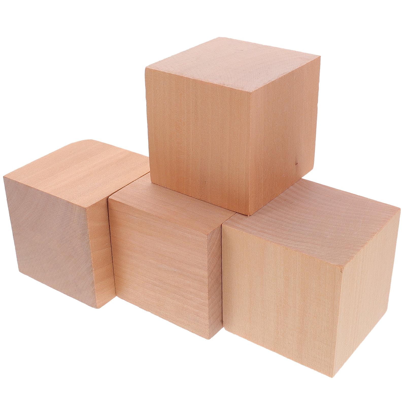 4 pcs Wood Square Blocks Unfinished Wood Cubes Blank Wood Blocks for ...