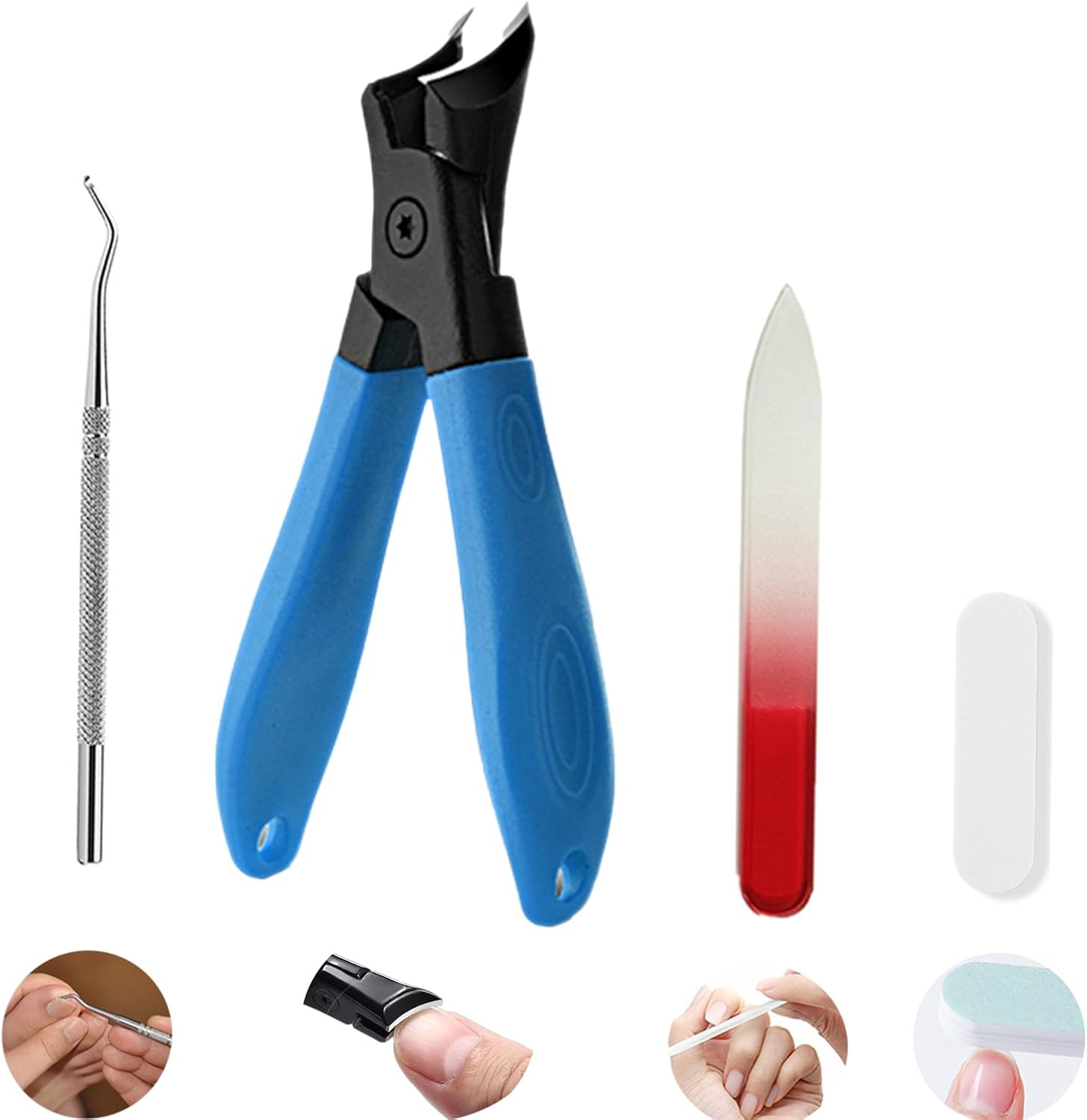 4 pcs Set Thick Hard Bevel Nail Clipper,Nano-Glass Nail Files,ingrown ...