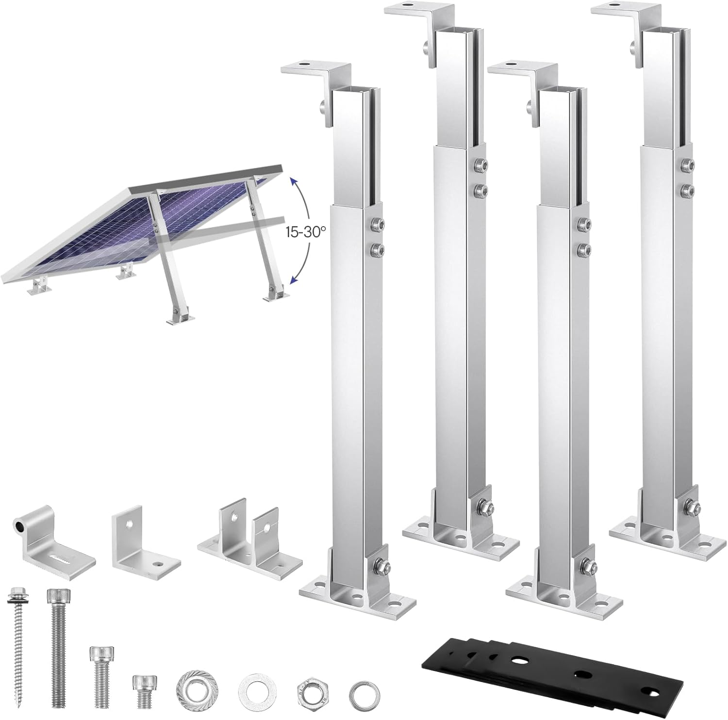 **4 pcs solar panel stand mounting kit, adjustable 15-30° solar plate ...