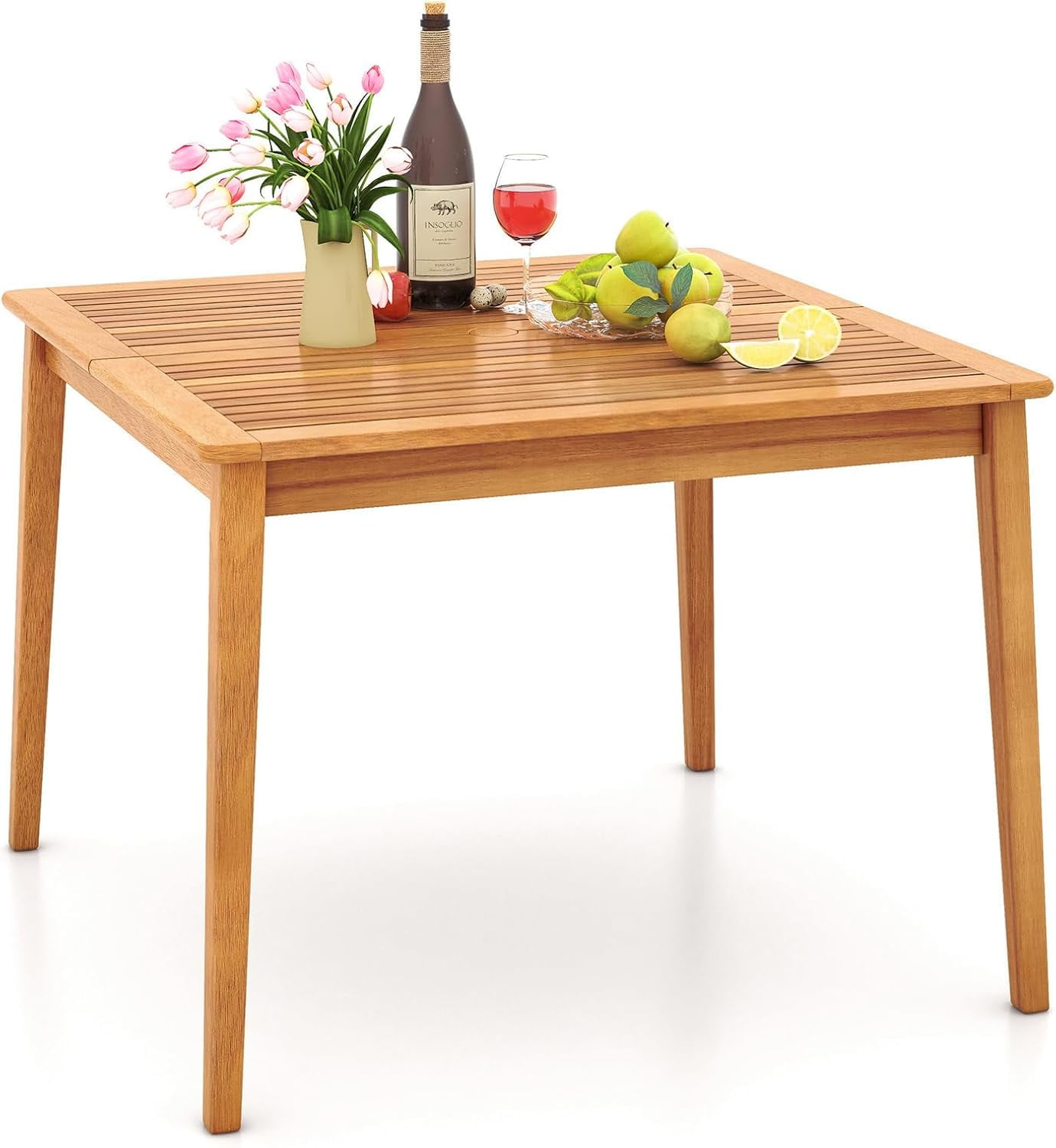 **4-person outdoor acacia wood dining table, 40” square bistro table ...