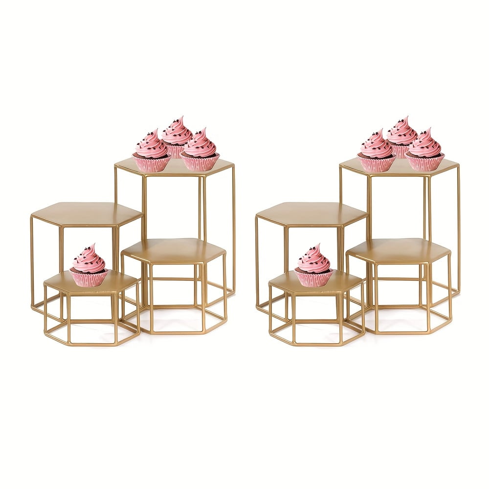 4-piece/8-piece Dessert Stand Display Rack, Golden Metal Food Display ...