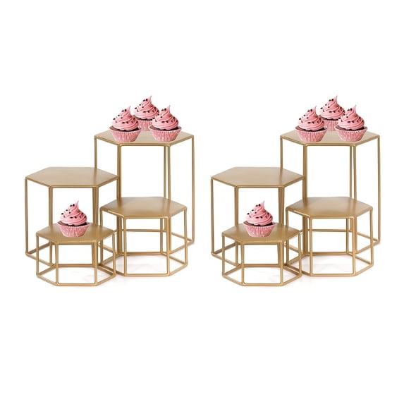 4-piece/8-piece Dessert Stand Display Rack, Golden Metal Food Display ...