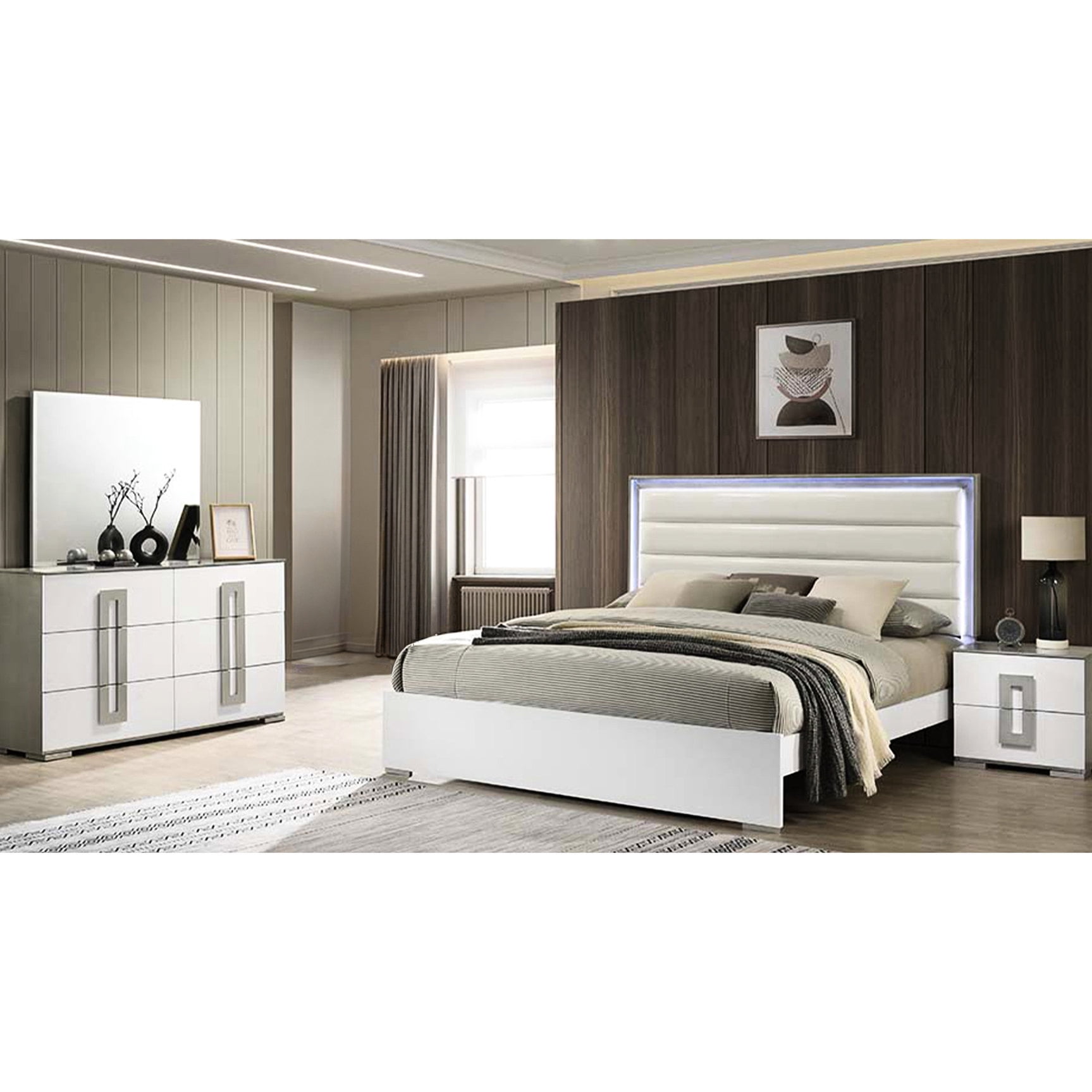 4-piece Full Bedroom Set with Two-drawer Nightstand - Store Bedside ...