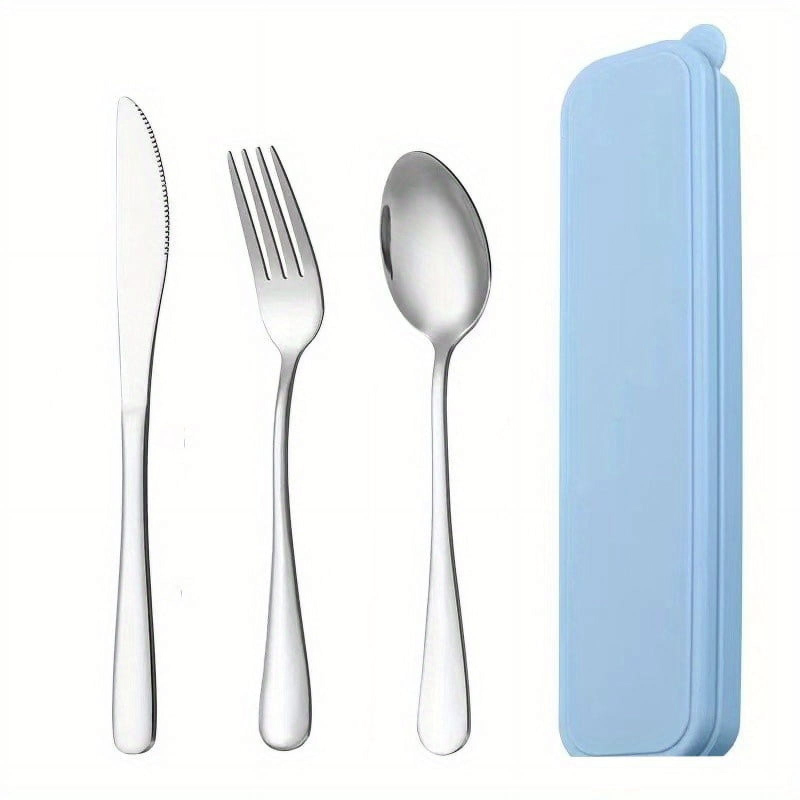 4-piece Portable Stainless Steel Travel Utensils Set with Knife, Fork ...