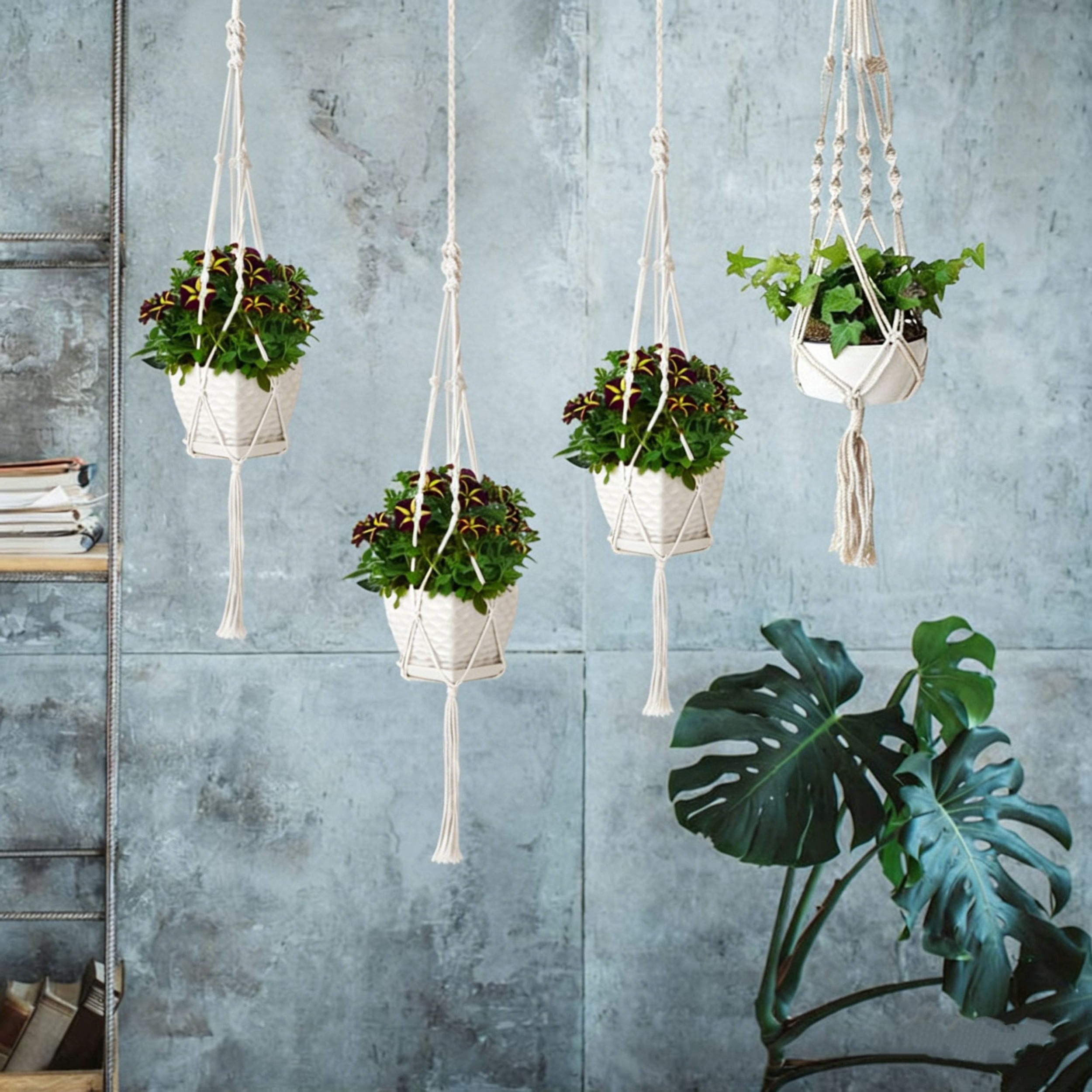 4-piece White Hanging Planting Baskets, Environmentally Friendly ...