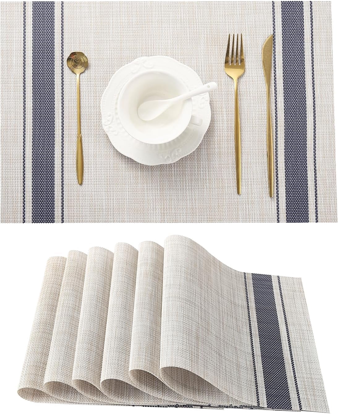 4-piece beige placemat set - heat-resistant and non slip dining table ...