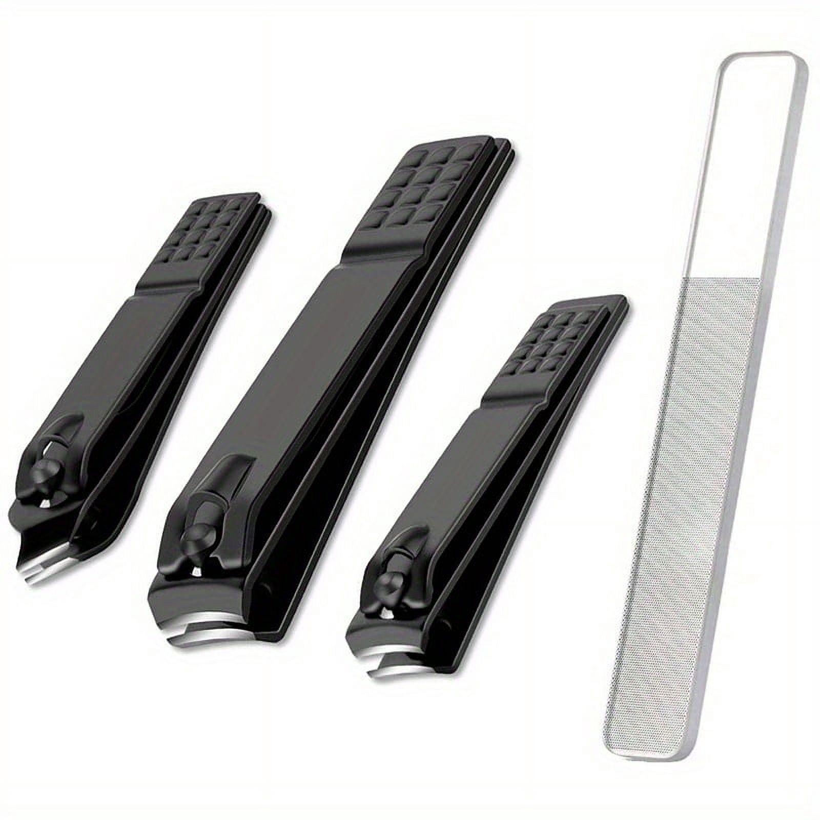 4-piece black stainless steel nail clipper with nano glass file ...