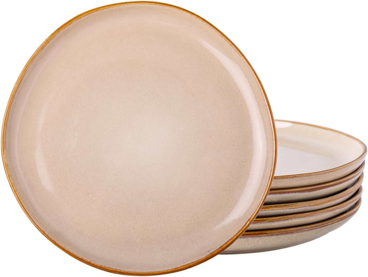 4-piece ceramic plate set, 8.5-inch handmade reaction glazed ceramic ...