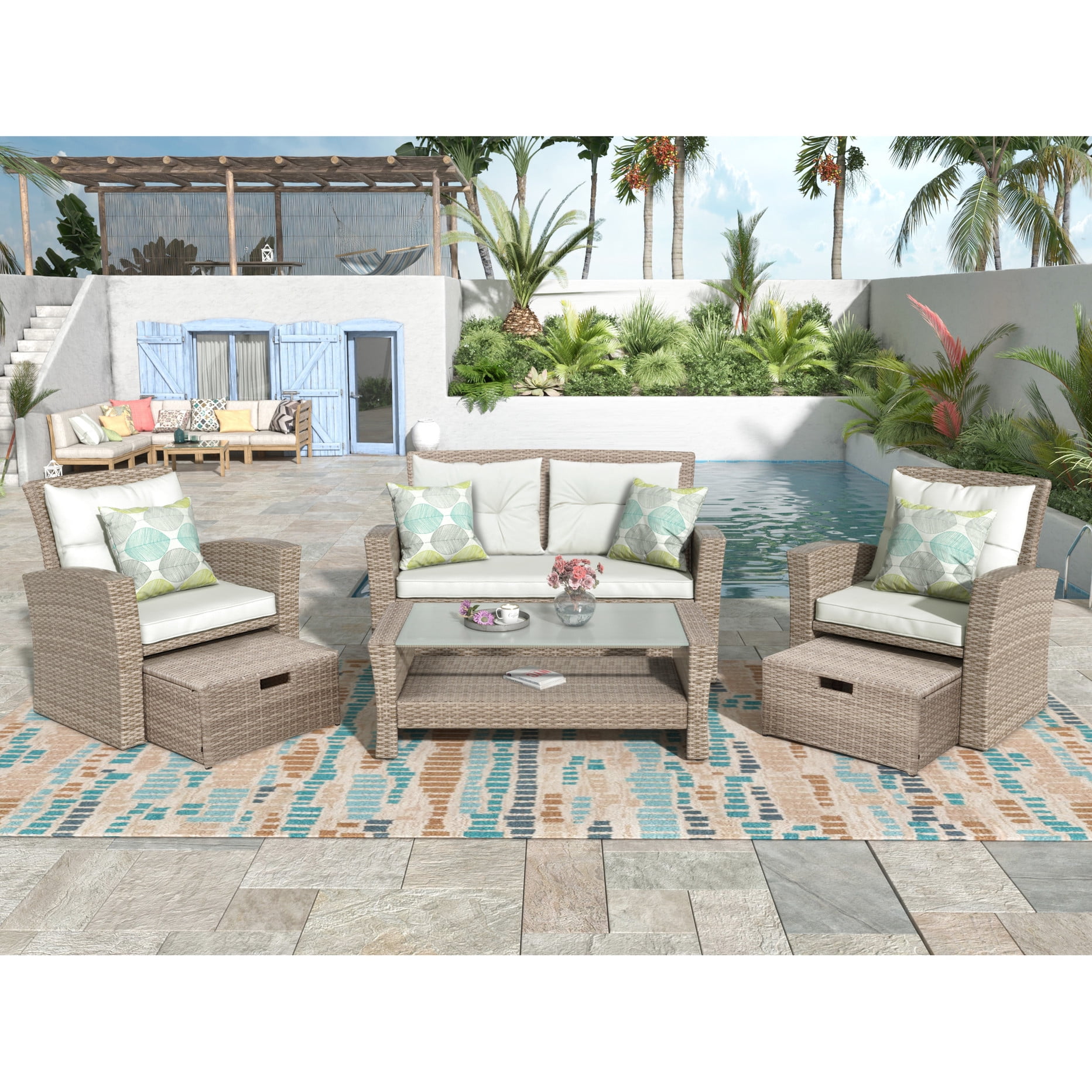 4-piece outdoor | Matching table & relaxation | Open-air picnic ...