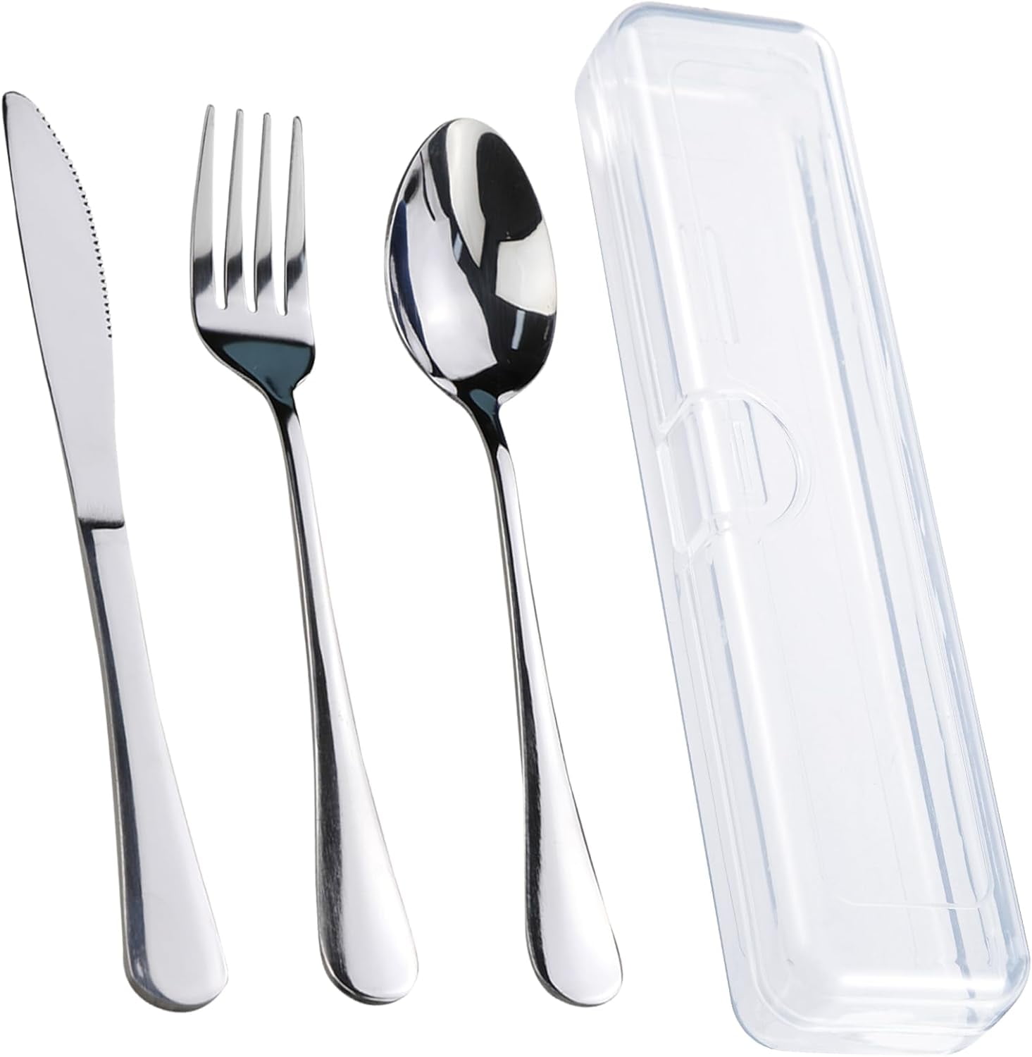 4-piece premium travel cutlery set with box, stainless steel reusable ...