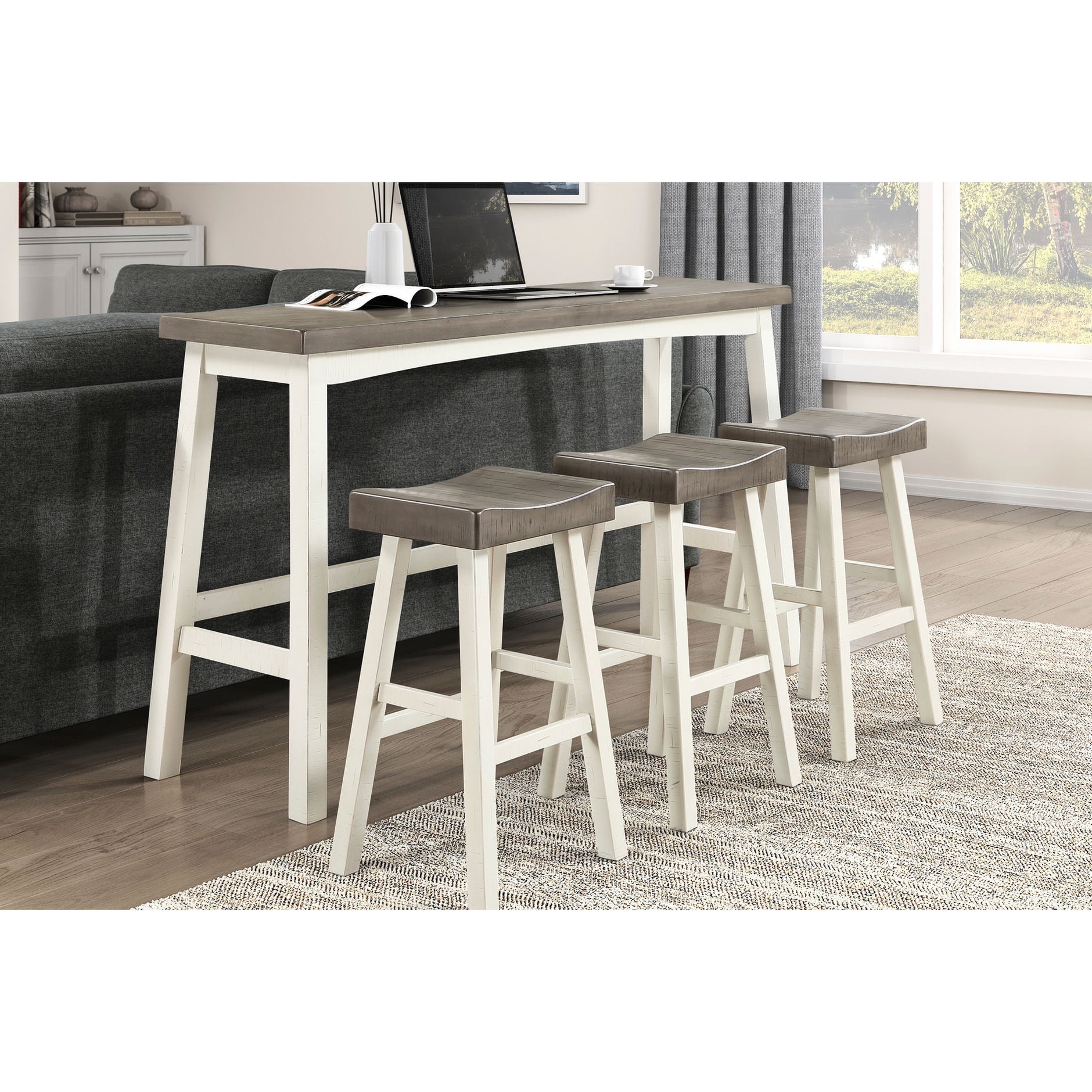 4-piece pub height set, simple assembly required, solid wood ...