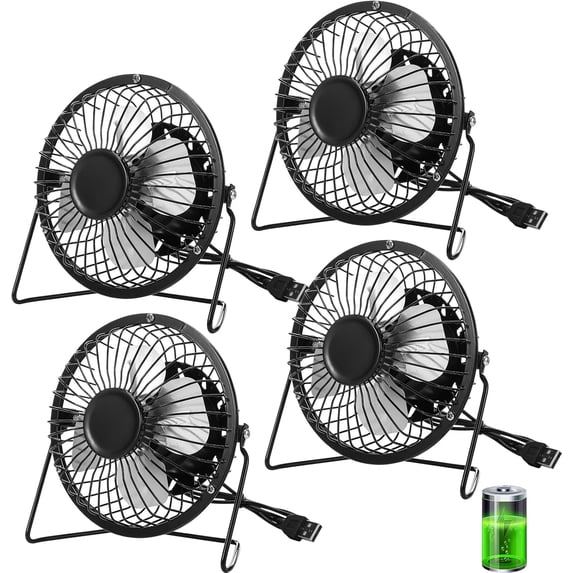 4-piece set 4-inch small fan, powerful silent 360° adjustable rotating ...