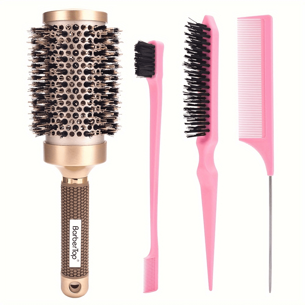 4-piece set of natural bristle circular brushes, nano thermal ceramics ...
