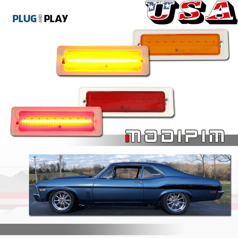 4-piece set of LED side marker lights suitable for 1970-1974 Chevrolet ...