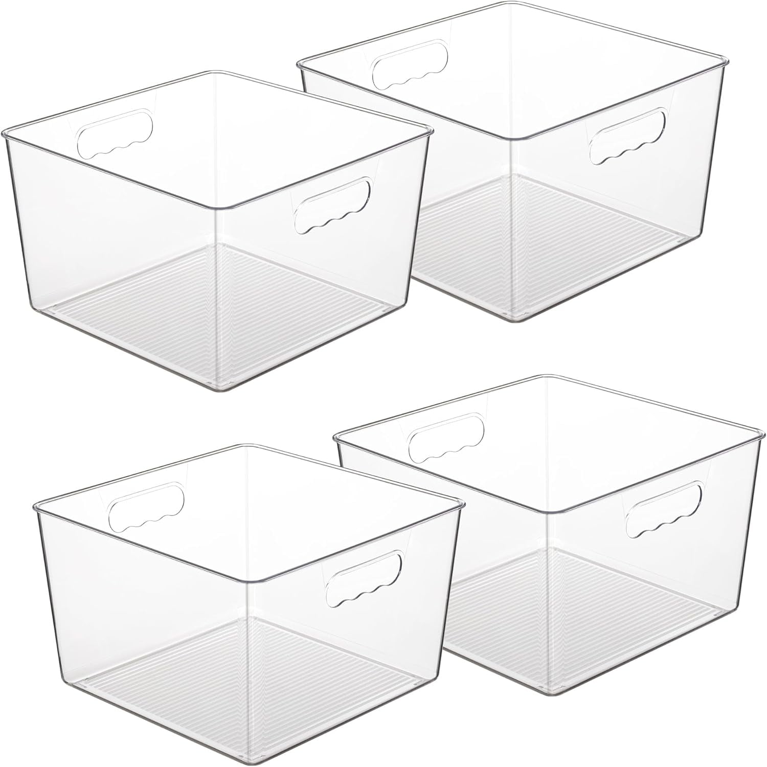 4-piece set of oversized transparent plastic storage boxes with handles ...