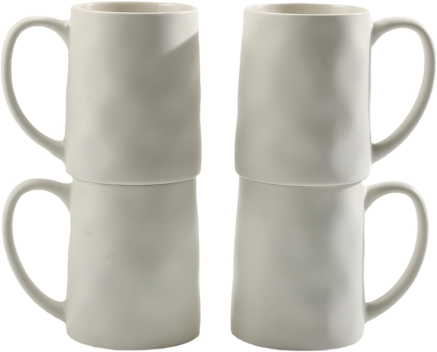 4-piece set of white coffee cups, 18 ounce large ceramic cup with ...