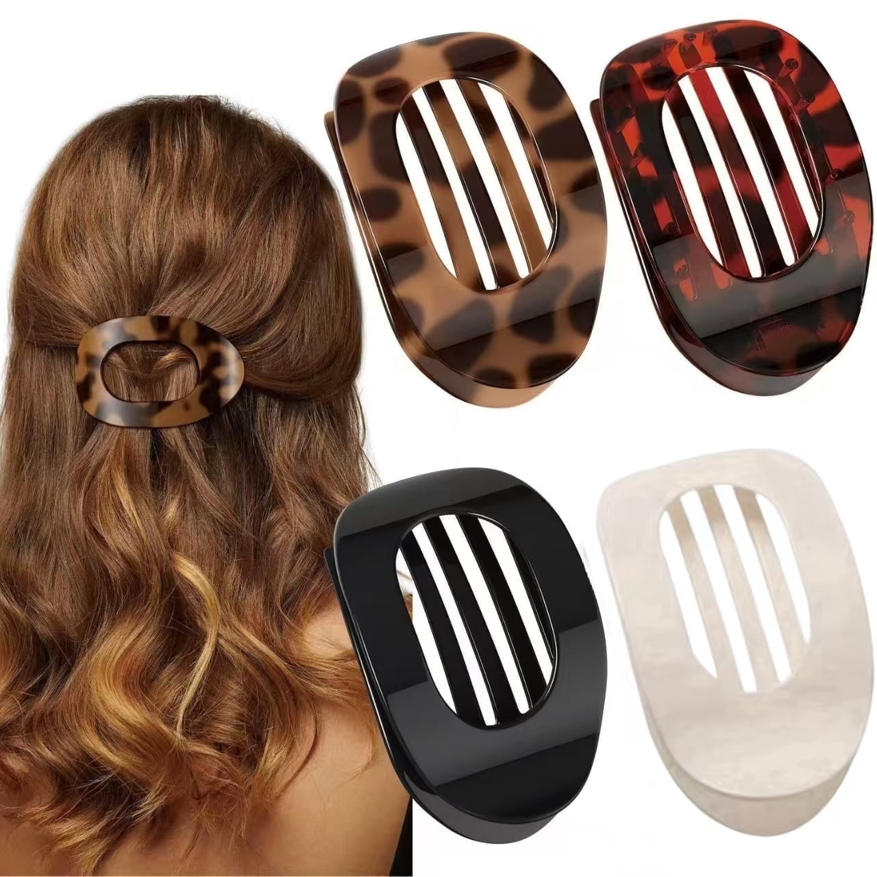 4-piece/set women's fashionable oval hair clip, newly designed leopard ...