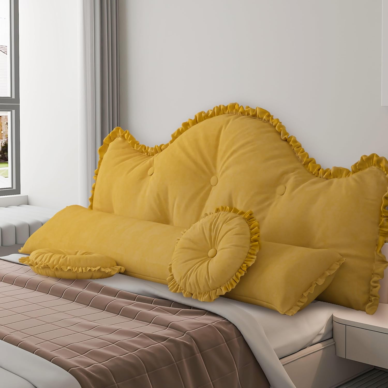 4 pieces Vintage Headboard Pillow Set - Tuffed Padded Queen Headboard ...