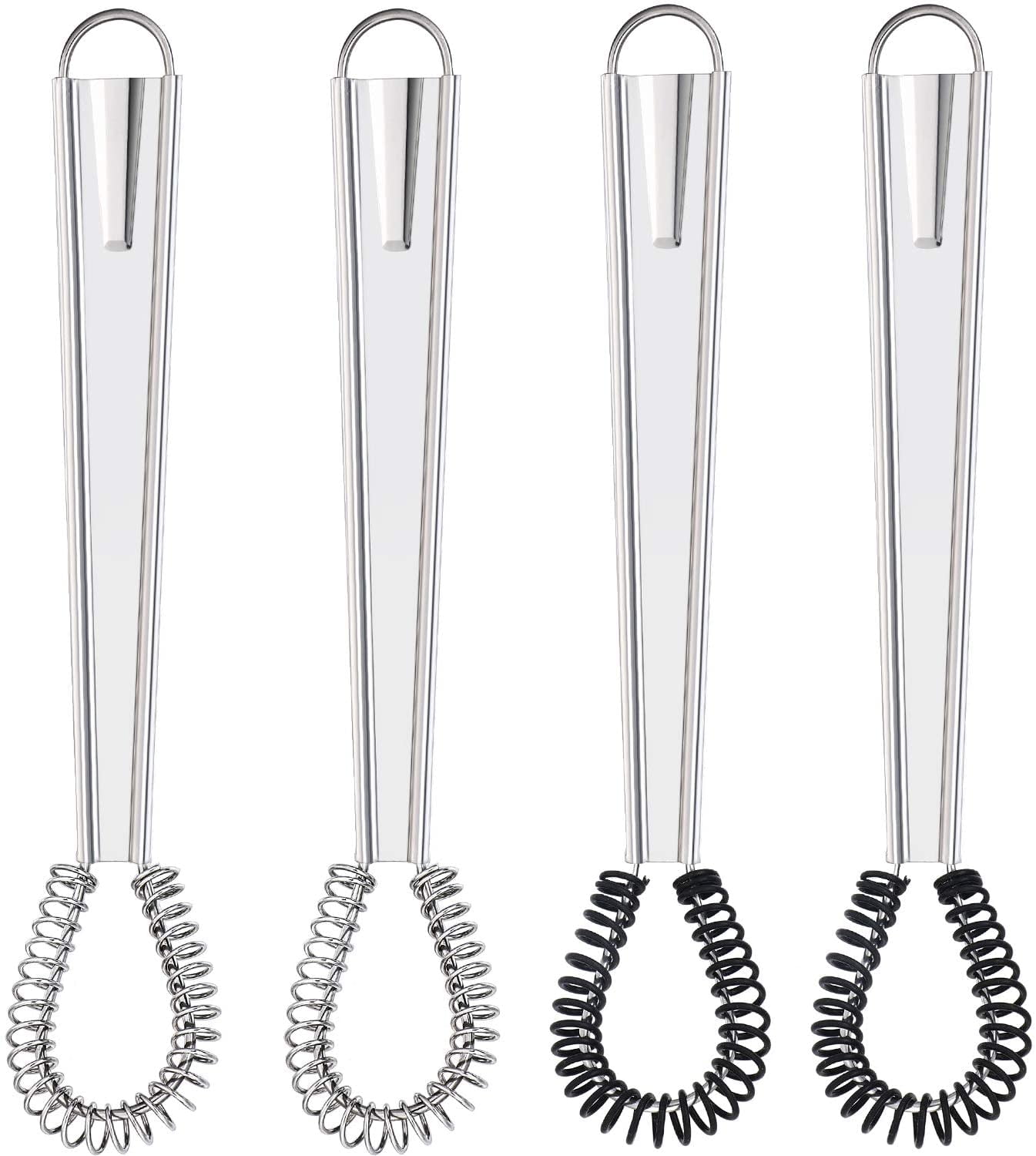4 Pieces Egg Beater Stainless Steel Mini Spring Coil Whisk Silicone ...