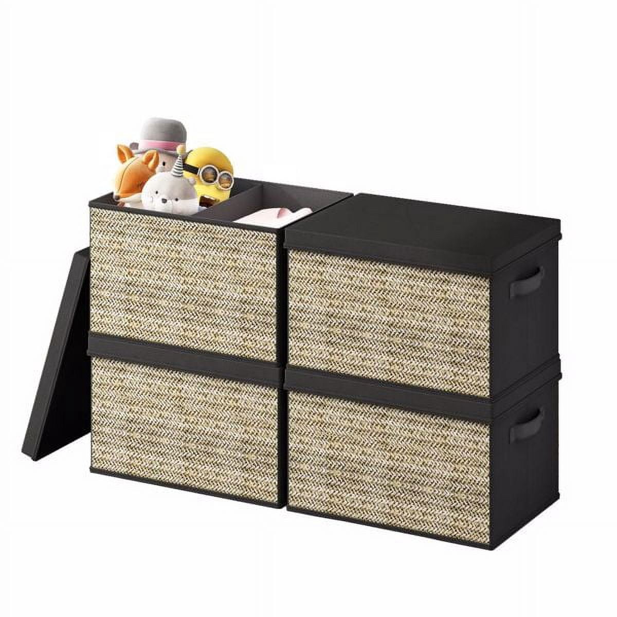 4 pieces with handle fabric storage box, foldable cube storage box ...