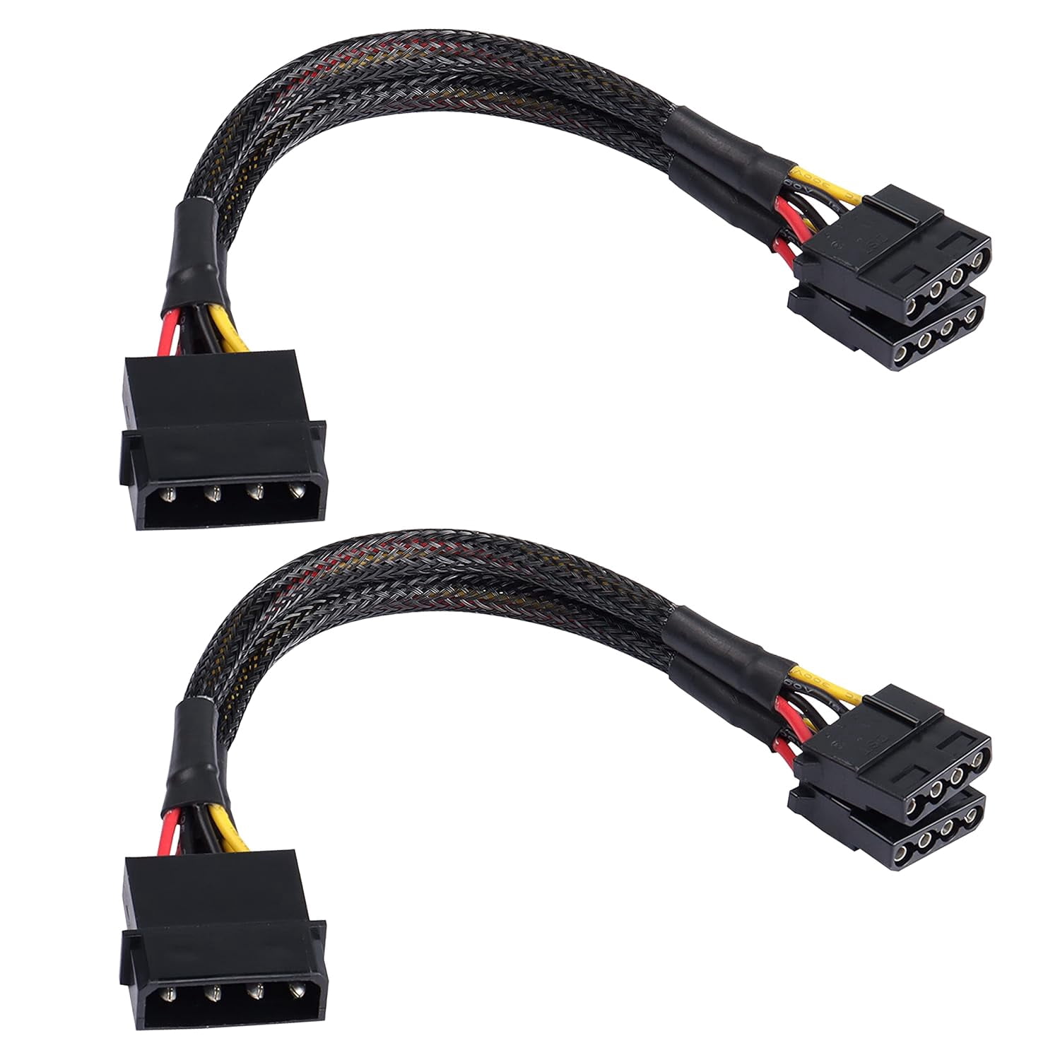 4-pin splitter adapter cable 4-pin male to dual female power extension ...