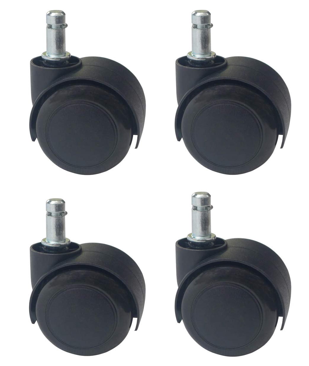 4/pk Dia 2 inches Black Soft PU Cover Hard Nylon Swivel Chair Wheels ...