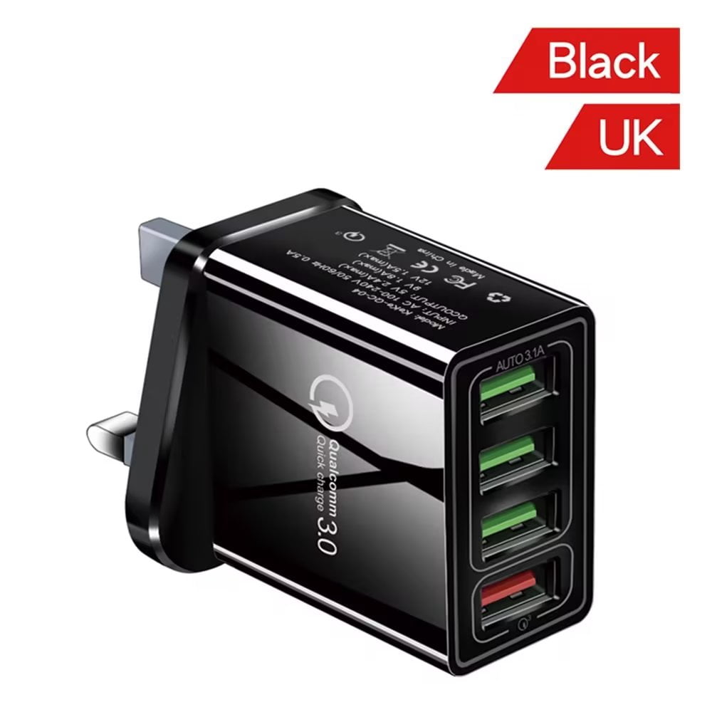 4-port Fast Fast charging QC 3.0 USB hub Wall home charger power ...