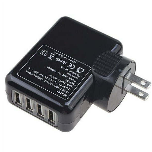 4-port USB 2.1A Travel Wall Charger Adapter - Black - Walmart Business ...