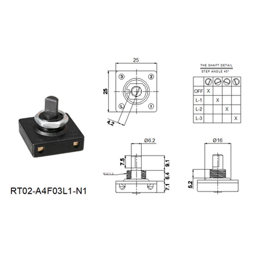 4-position Square Rotary Switch 250V 3A Multi-band Coded Knob Switch ...