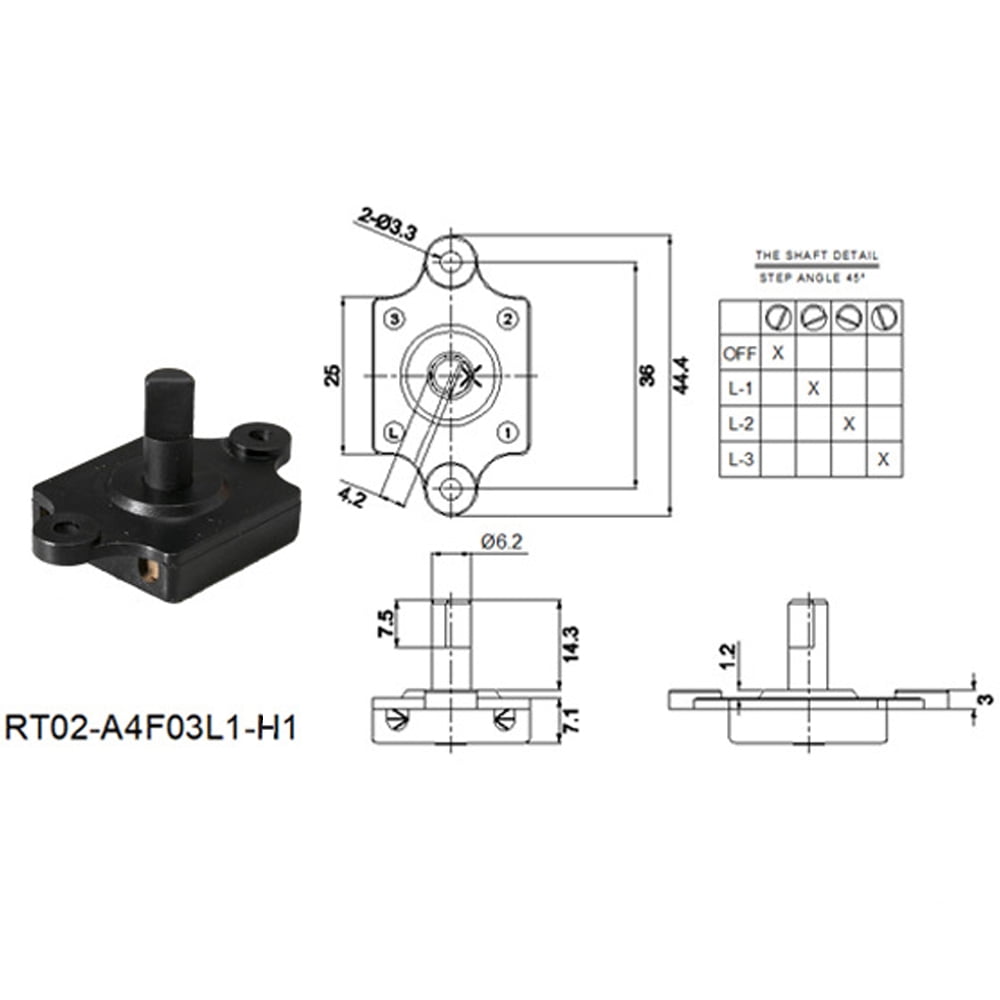 4-position Square Rotary Switch 250V 3A Multi-band Coded Knob Switch ...